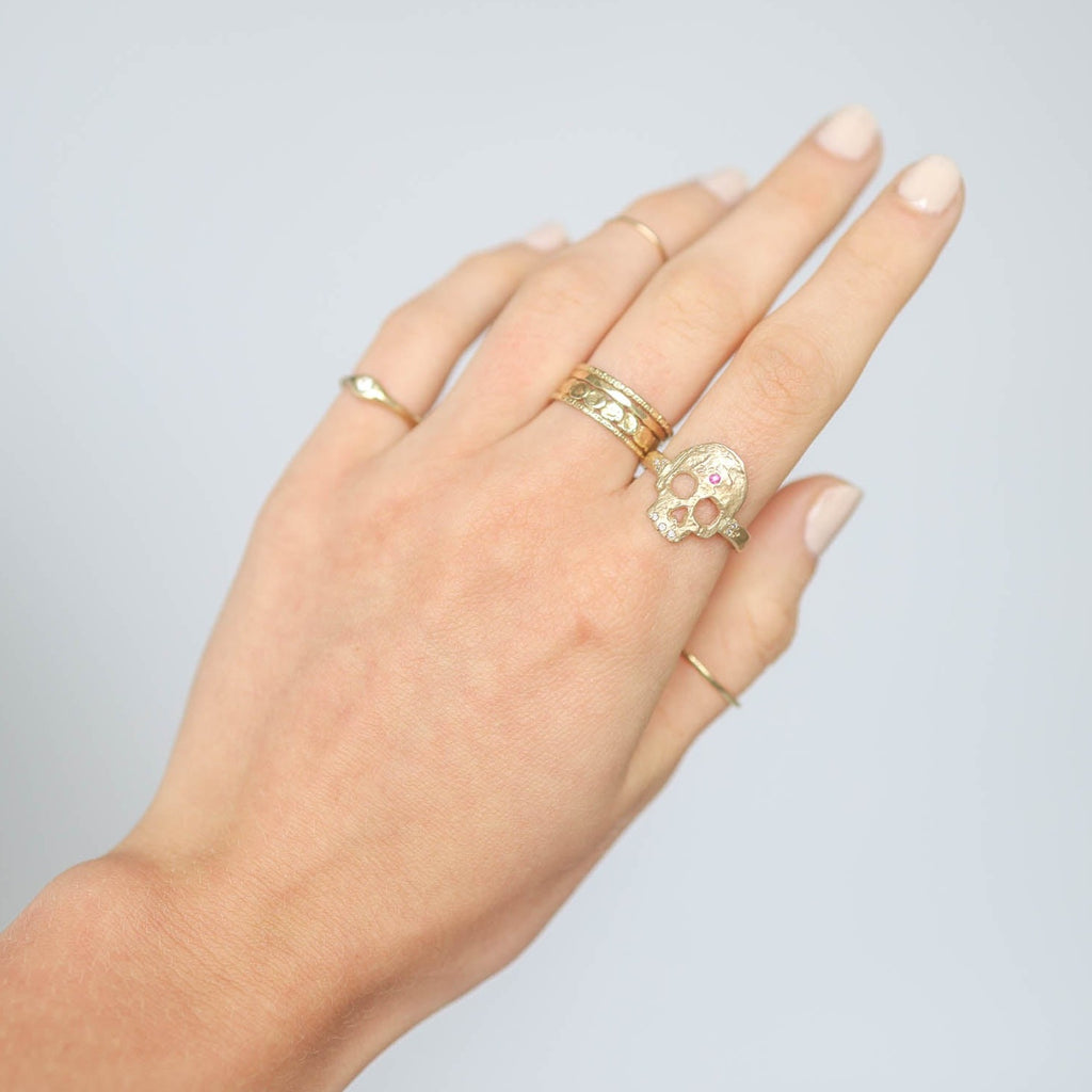 Skull with Princess Cut Ruby Ring – kinship station